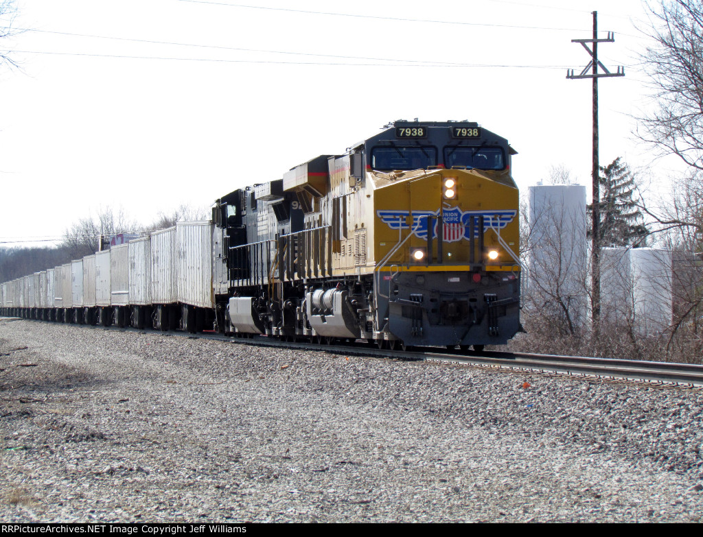 UP 7938 leads a Roadrailer